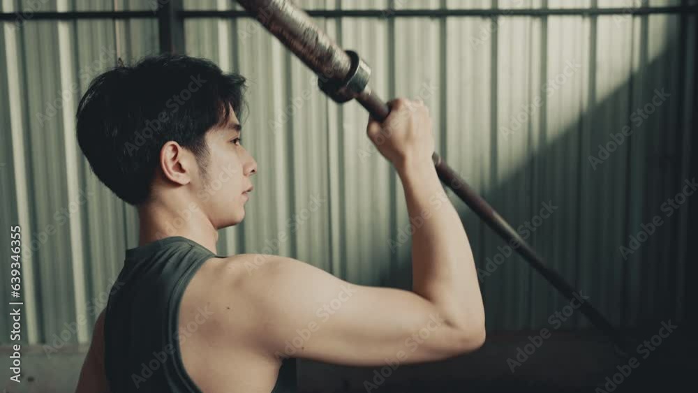 Man Lifting Weights at the Gym, Powerful Arm Muscle Workout, Building ...