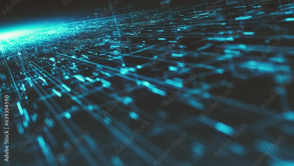 Hitech Space Scifi Network Landcape Background/ 4k animation of an ...