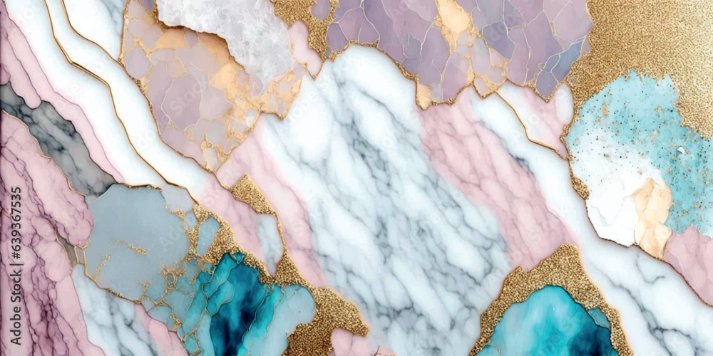 Epoxy resin geode background,golden glitter veins cracks.Pink blue ...