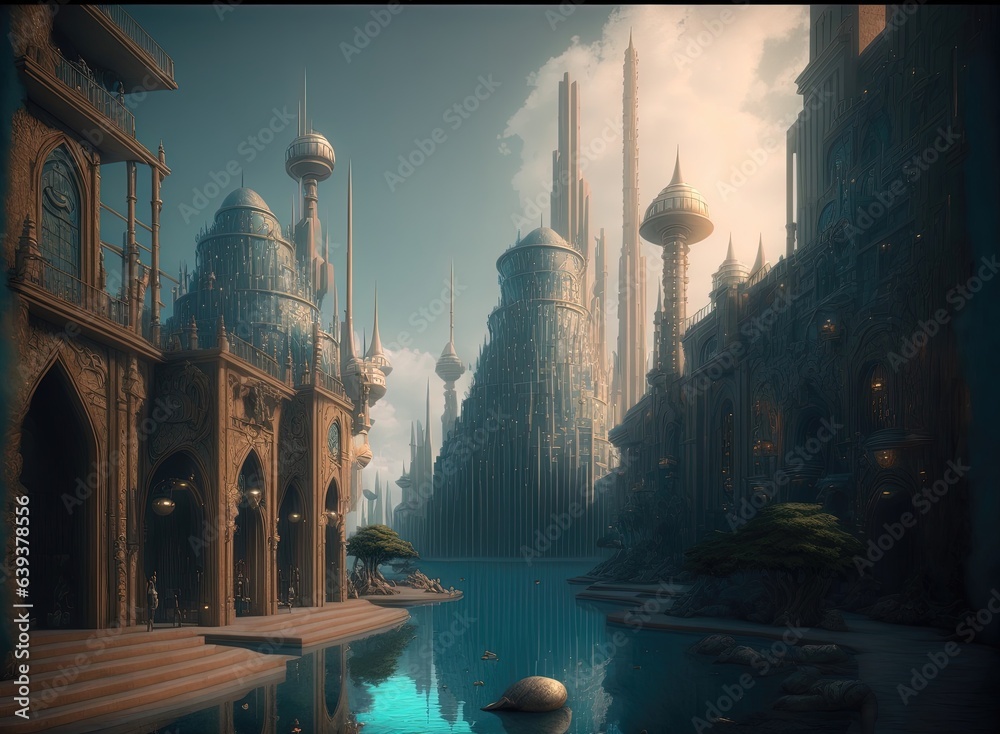 Atlantis and Shangri-la contemporary fantasy city, Ocean city, Fantasy ...