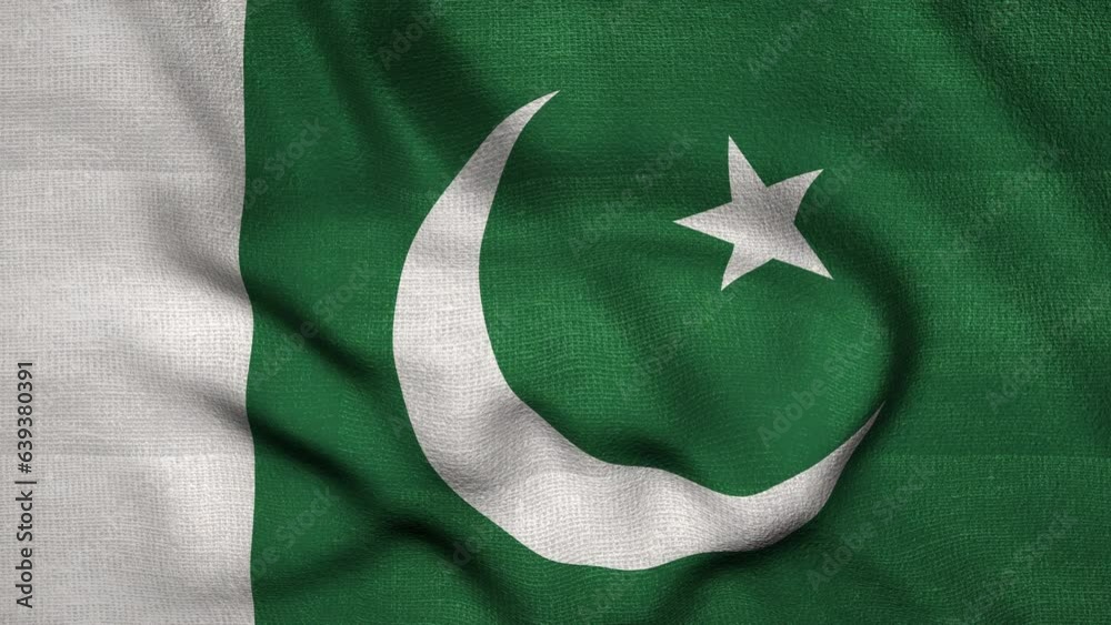 Wavy flag of Pakistan blowing in the wind in slow motion. Waving ...