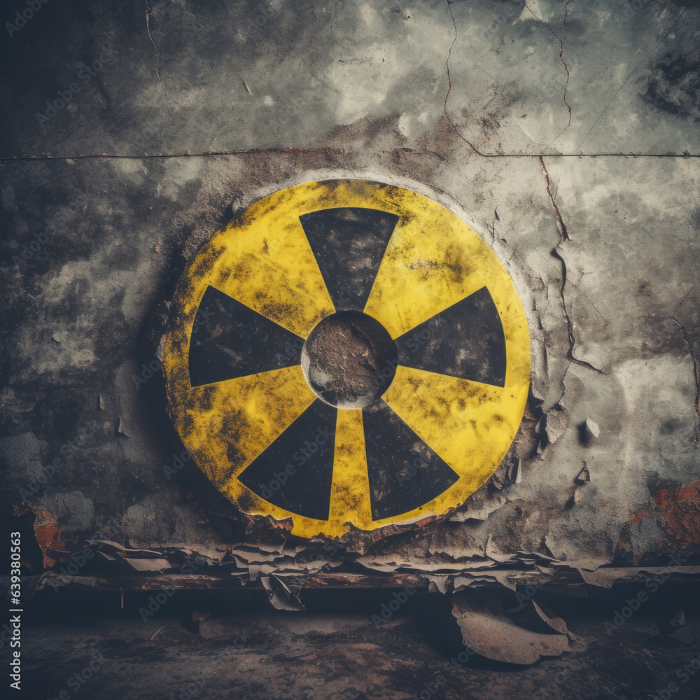 Nuclear energy radioactive (ionizing atomic radiation) round yellow ...