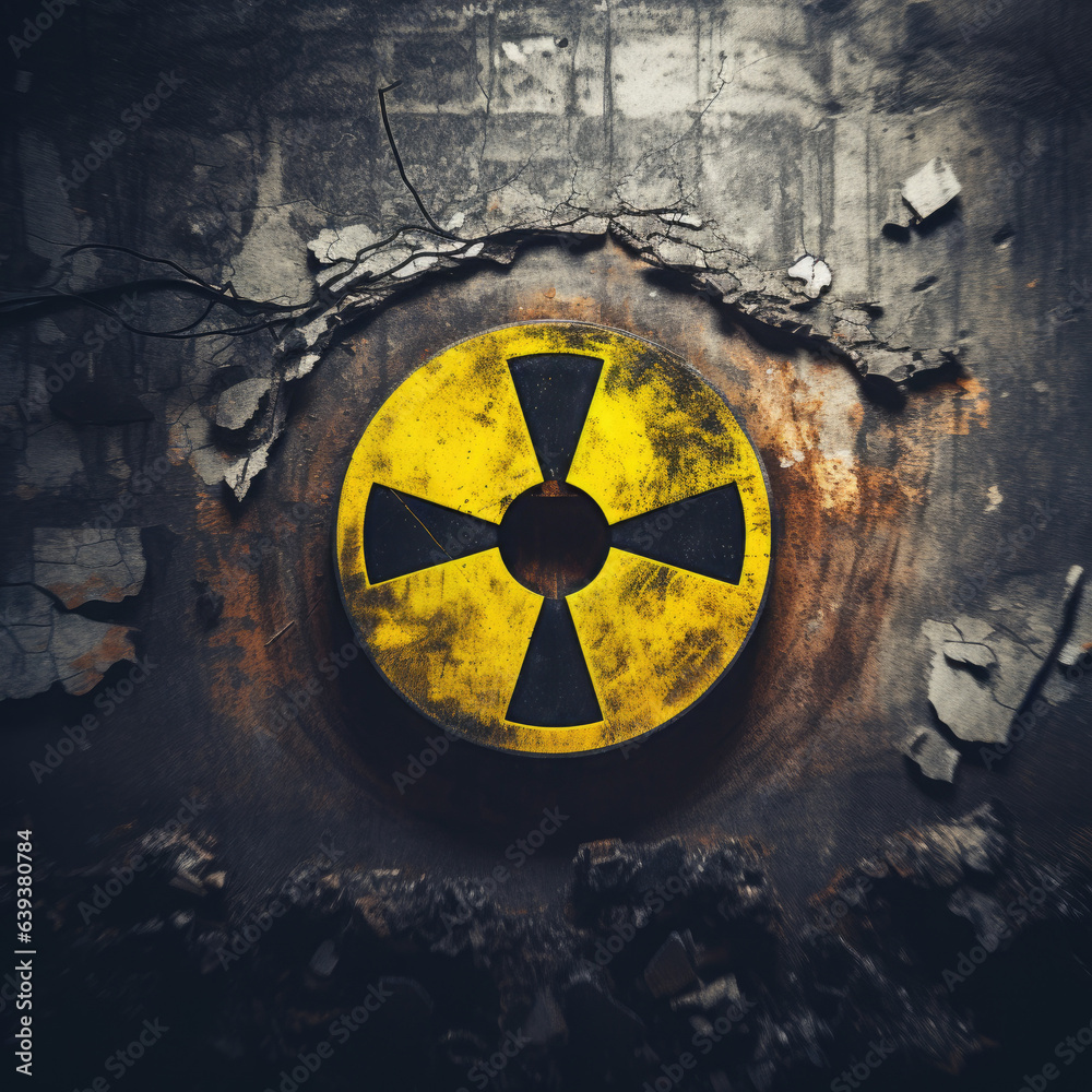 Nuclear energy radioactive (ionizing atomic radiation) round yellow ...