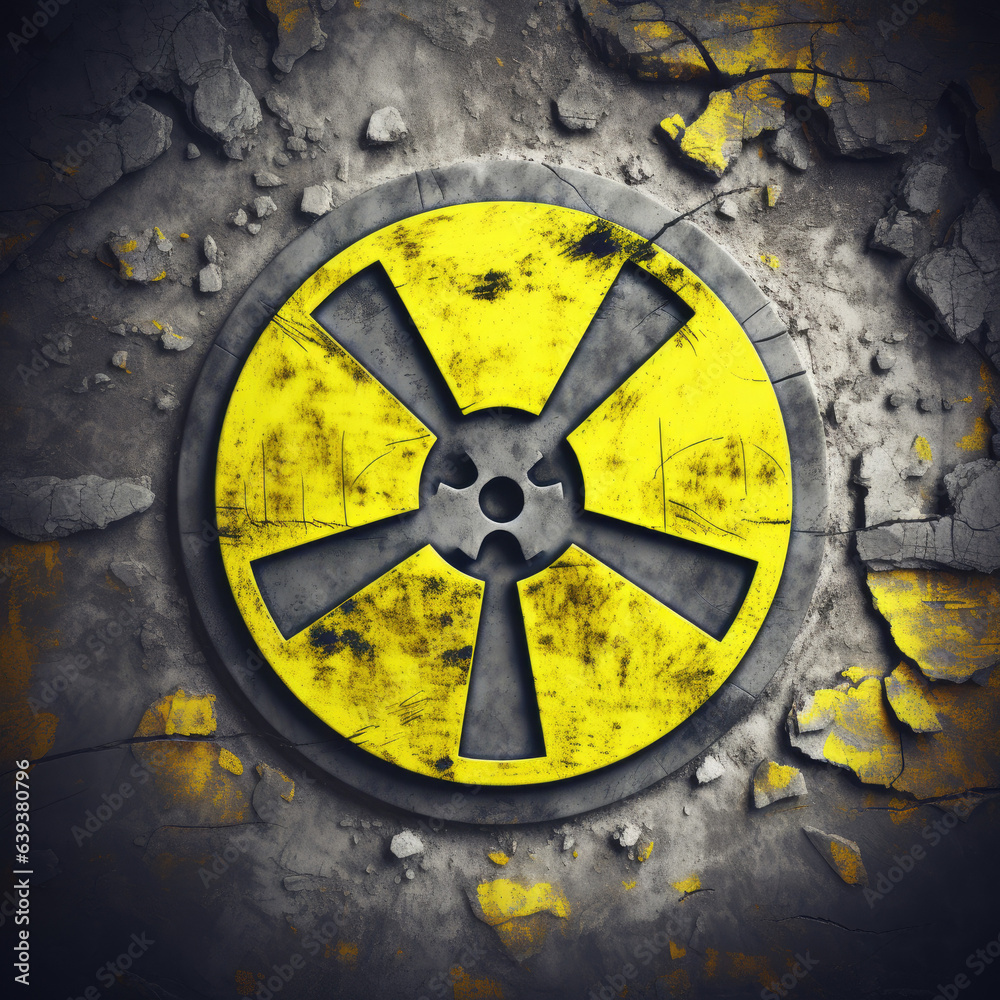 Nuclear energy radioactive (ionizing atomic radiation) round yellow ...