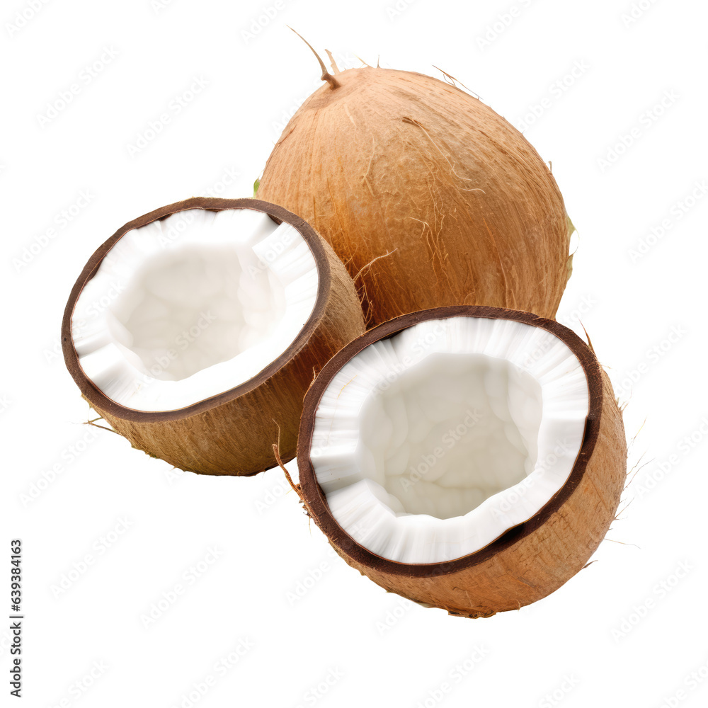 Illustration of juicy coconut isolated on transparent background. PNG ...