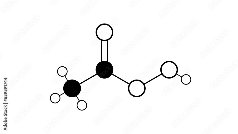 peracetic acid molecule, structural chemical formula, ball-and-stick ...