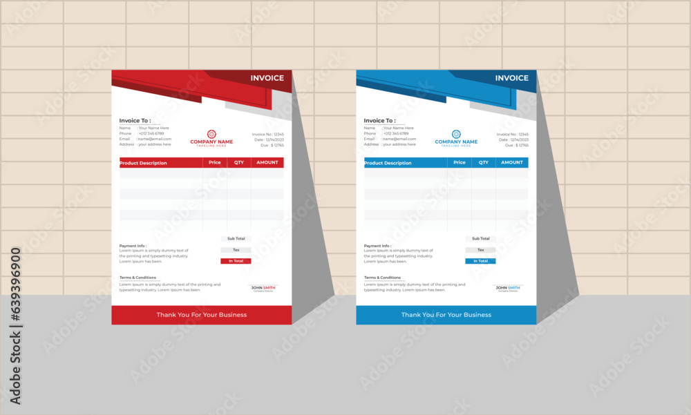 basic design for an invoice. Accounting bill format for business ...