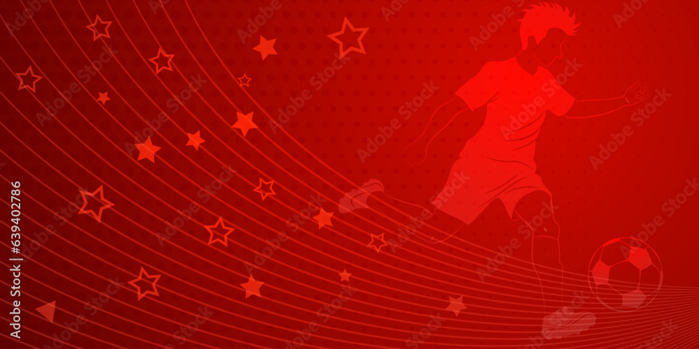 Abstract soccer background with a football player kicking the ball and ...