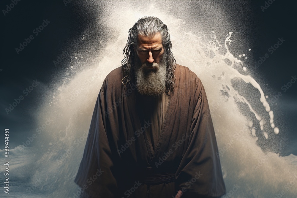 Religious biblical concept, the story of Moses parting the sea, flight ...