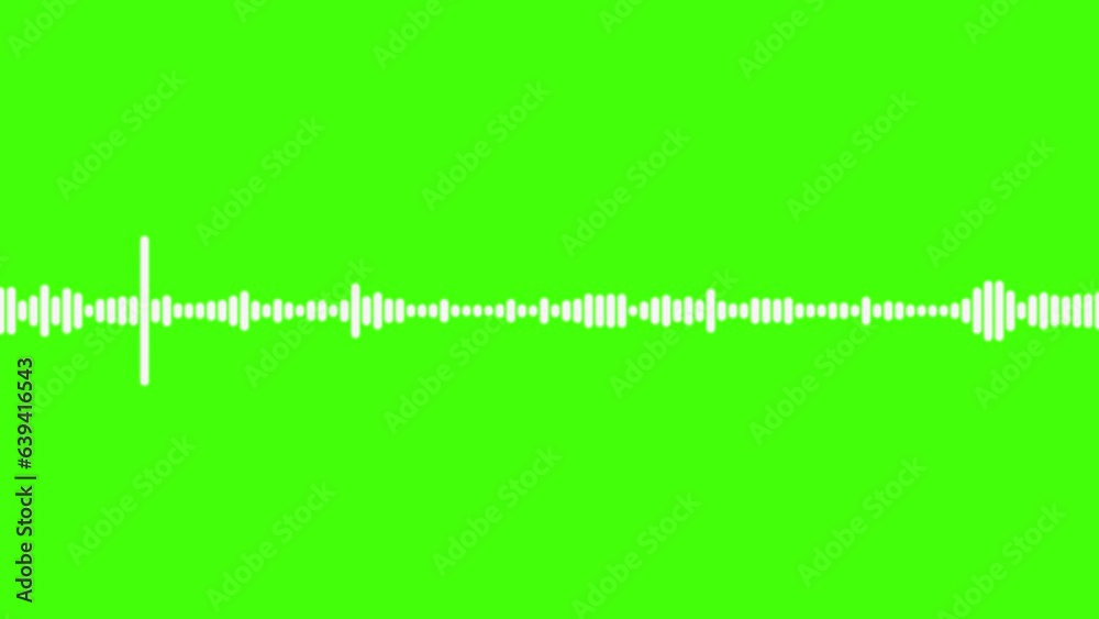 White audio waveform spectrum animation on the green screen background ...