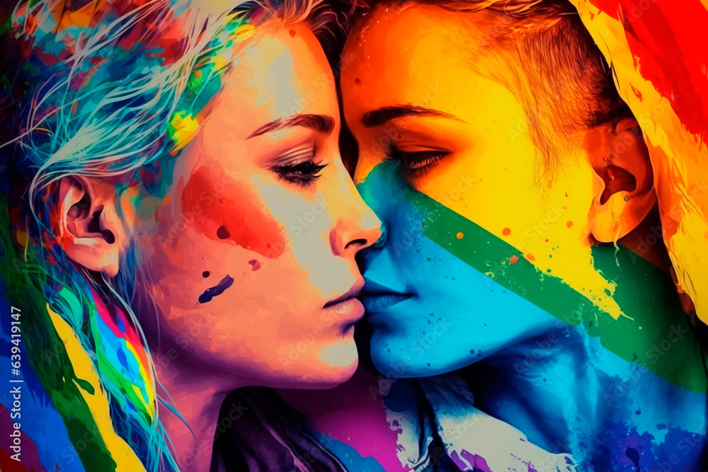 Couple of young women in love showing each other love and affection ...