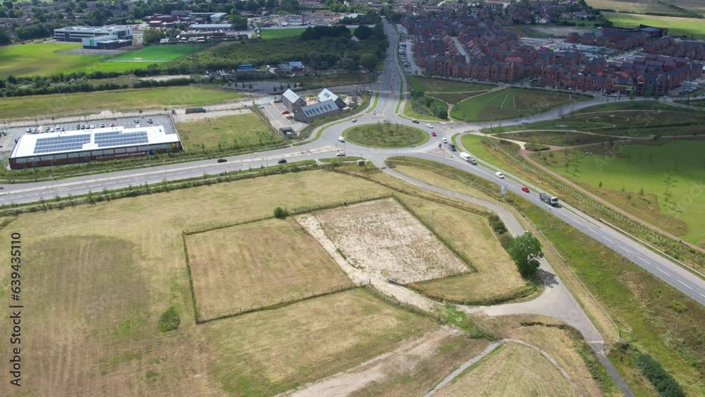 High Angle footage of British Roads and Traffic of M1, Junction 11a at ...