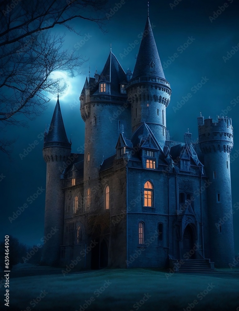 Step into the enigmatic world of a haunted castle on Halloween day ...