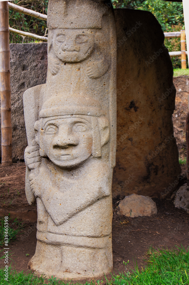 Ancient religious monument and megalithic pre-columbian sculpture in ...