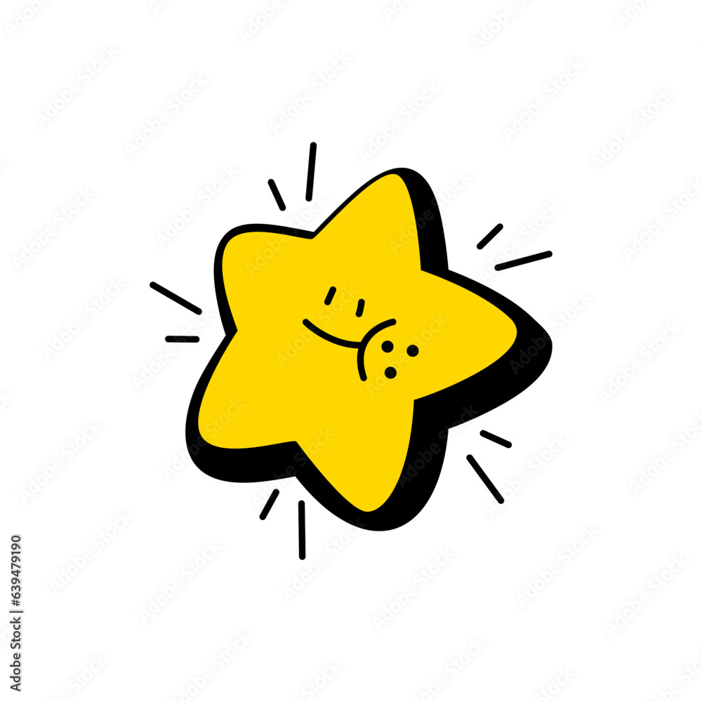 vector illustration of star cartoon character in smiling style for ...