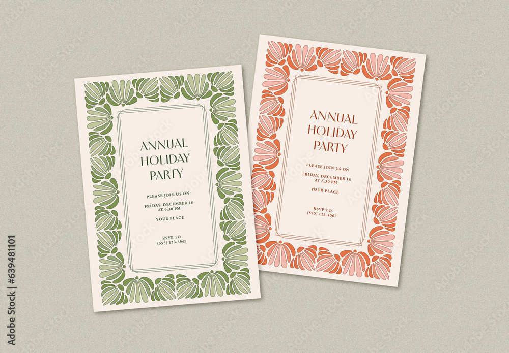 Holiday Party Invitation Layout Stock Template | Adobe Stock