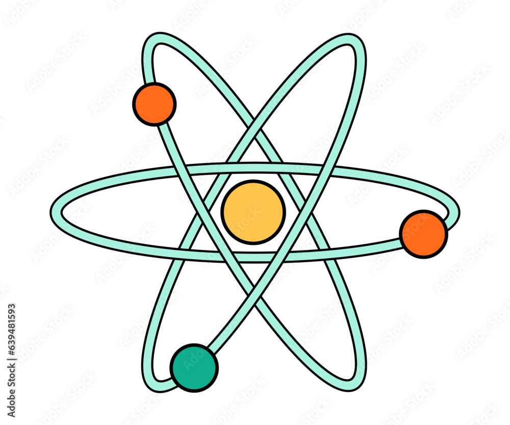 Science school atom education icon. Chemistry and physics laboratory ...