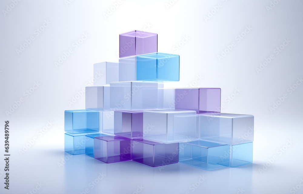 A stack of various rectangular blocks, isolated in style, forms a ...