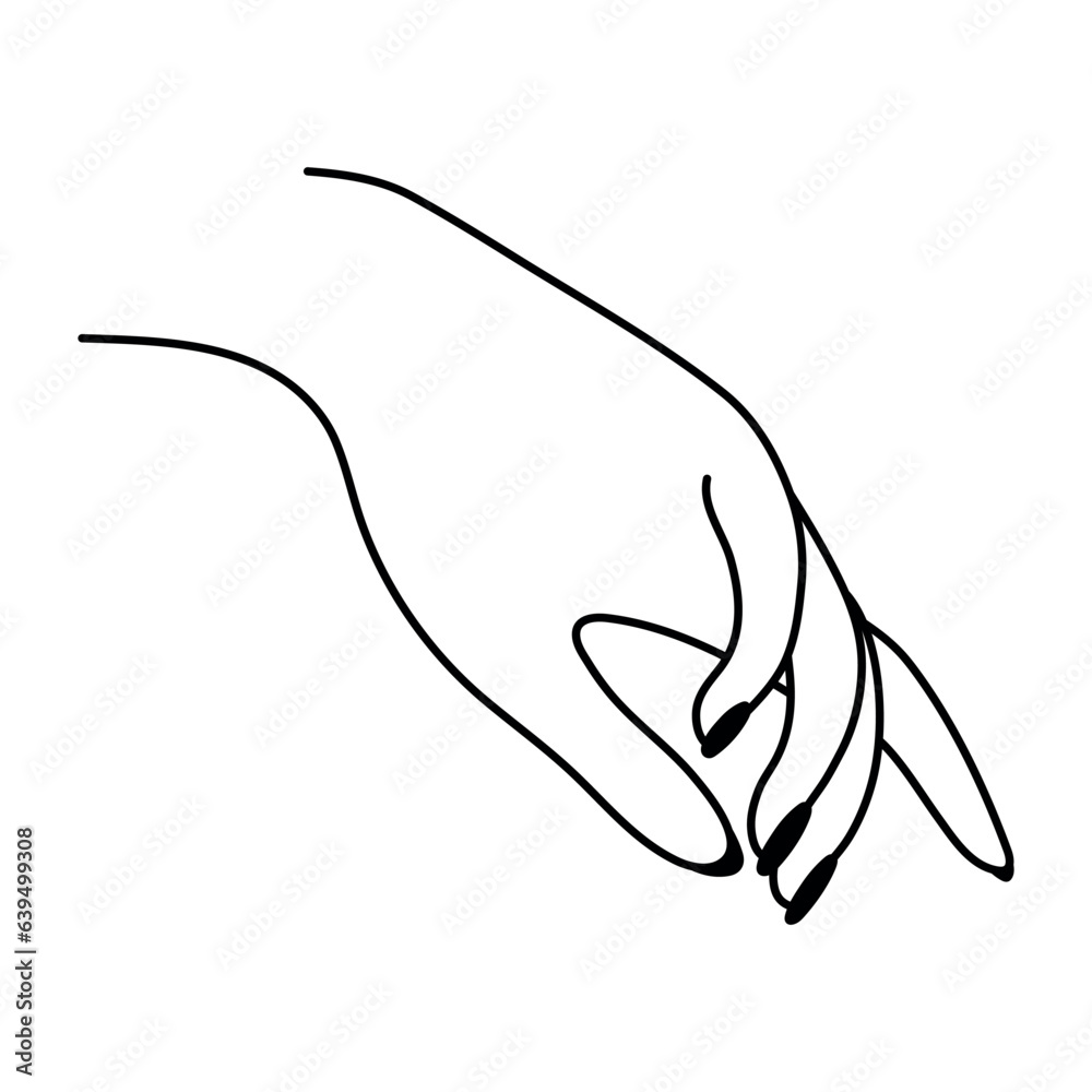 Female hand line art gesture. Gentle touch linear icon. Nonverbal ...