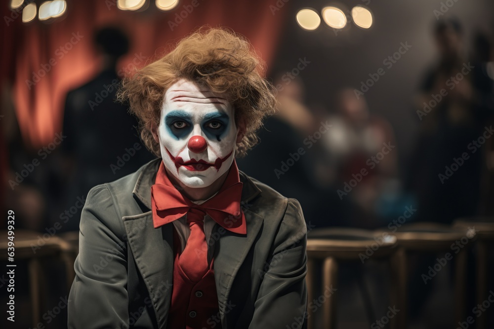 Scary creepy smiling clown circus jester joker villain carnival ...