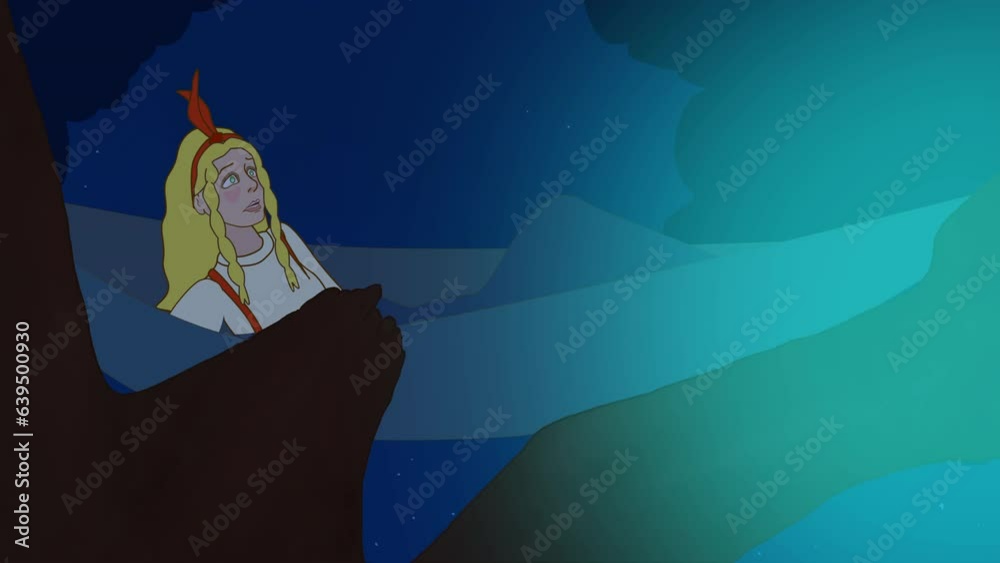Scared girl sleeping in the forest waking up and seeing ghost ...