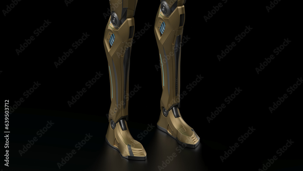 Futuristic robot legs or feet of cyber machine. 3d rendering isolated ...