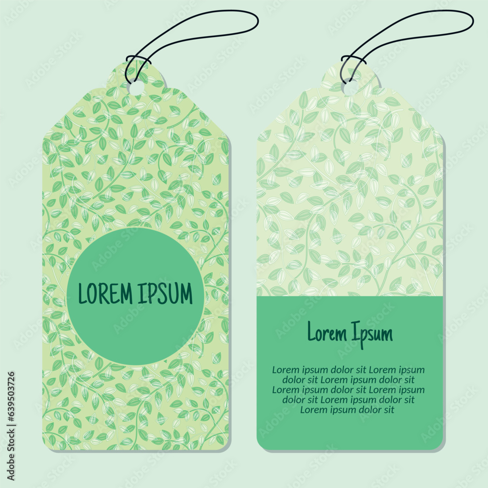 Vector leaves vertical round frame pattern tags set. Vertical stripe ...