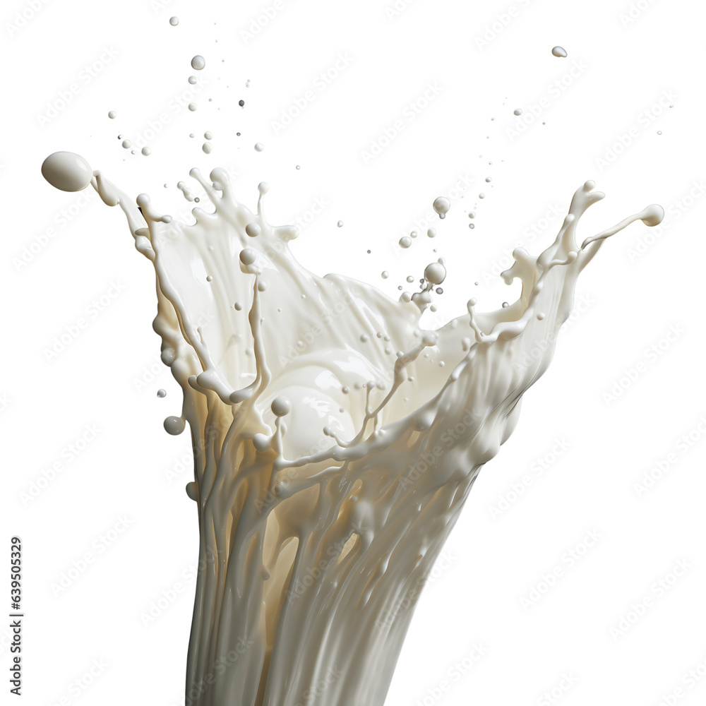 Milk explosion. Milk Splash. White milk wave splash with splatters and ...