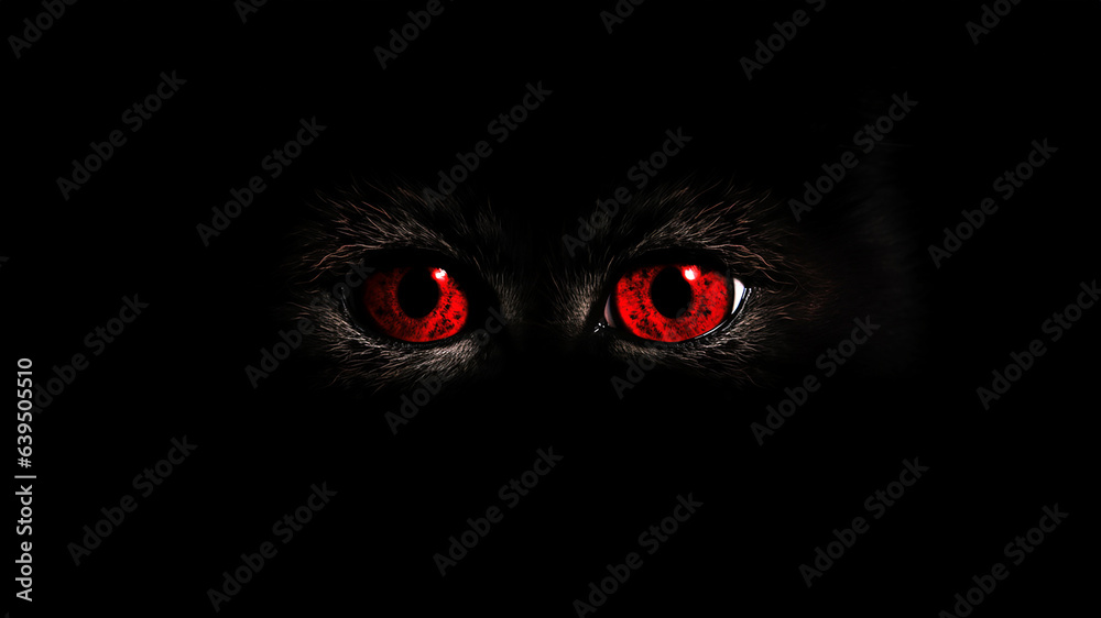 Scary Look of Red Monster Eyes in the Darkness. Holiday Background ...