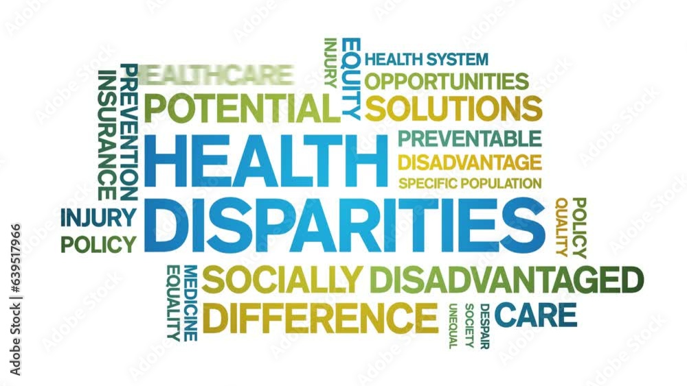 Health Disparities animated tag word cloud;text design animation ...
