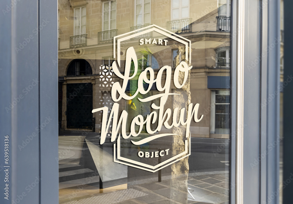 Window Signage Logo Mockup Stock Template | Adobe Stock