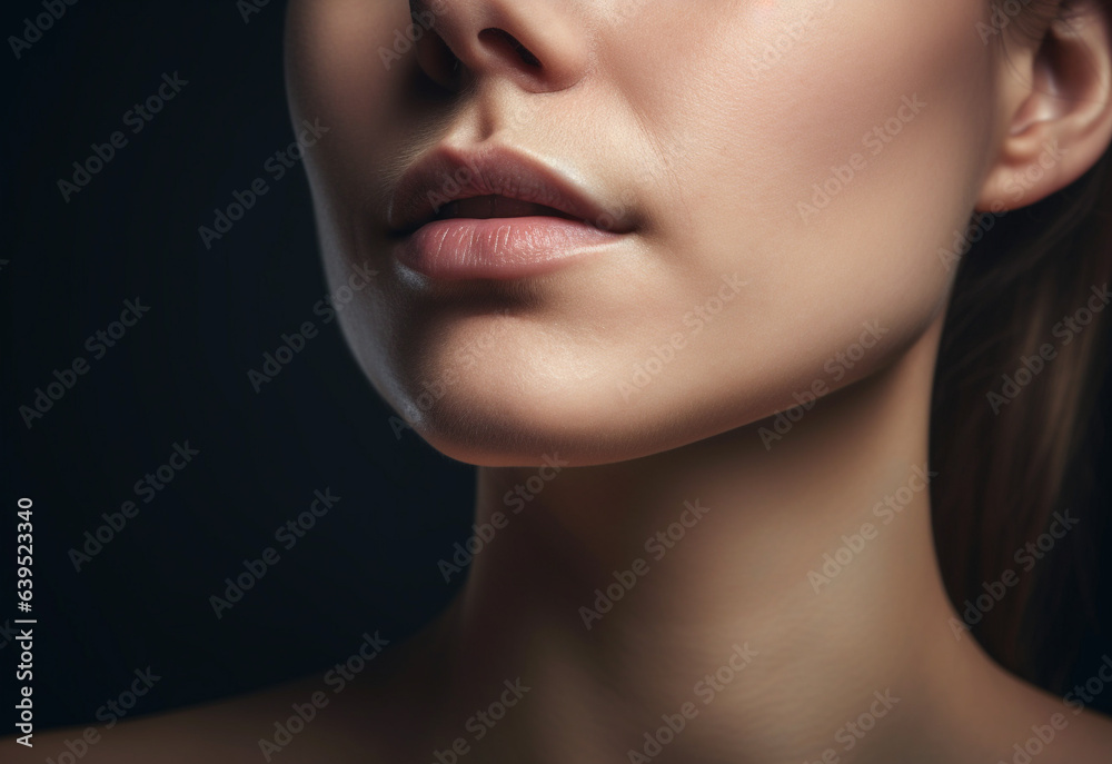 close up of woman neck face and shoulder natural beauty skin concept ...