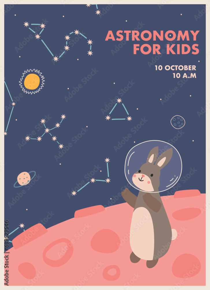 cute poster for kids learning astronomy Stock Vector | Adobe Stock