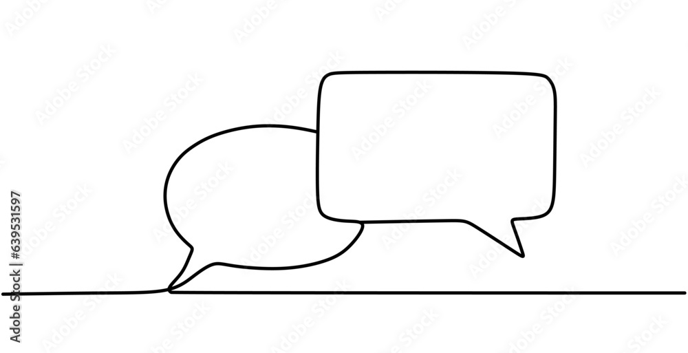 Continuous line drawing. Speech bubbles isolated on white background ...