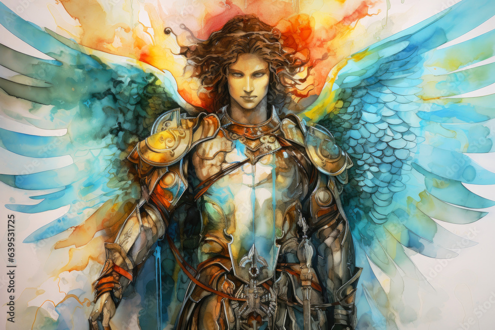 Illustration of Archangel Michael Stock Illustration | Adobe Stock