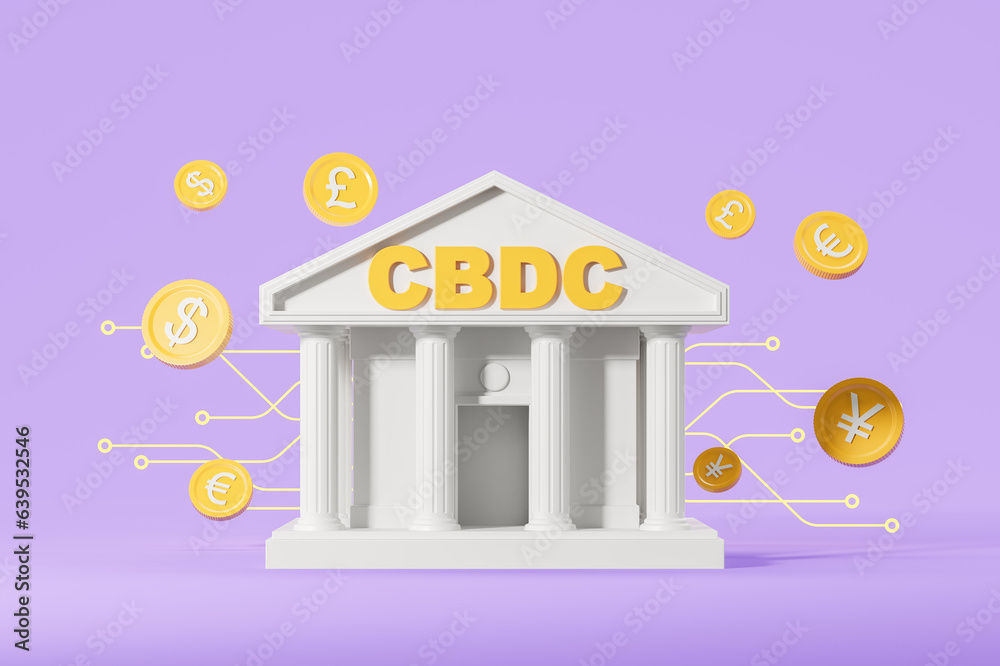 Bank with CBDC and different currency coins falling, digital exchange Stock Illustration | Adobe ...