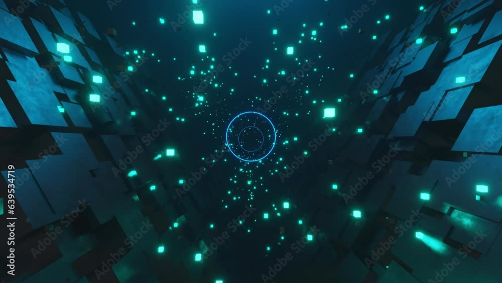 4K Animation Loop Futuristic Sci Fi abstract background VJ Loop blue tunnel motion graphics ...