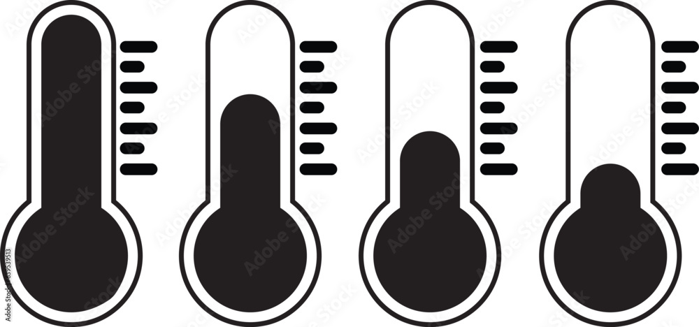 Weather Sign Temperature icon set Temperature Scale Symbol Stock Vector ...