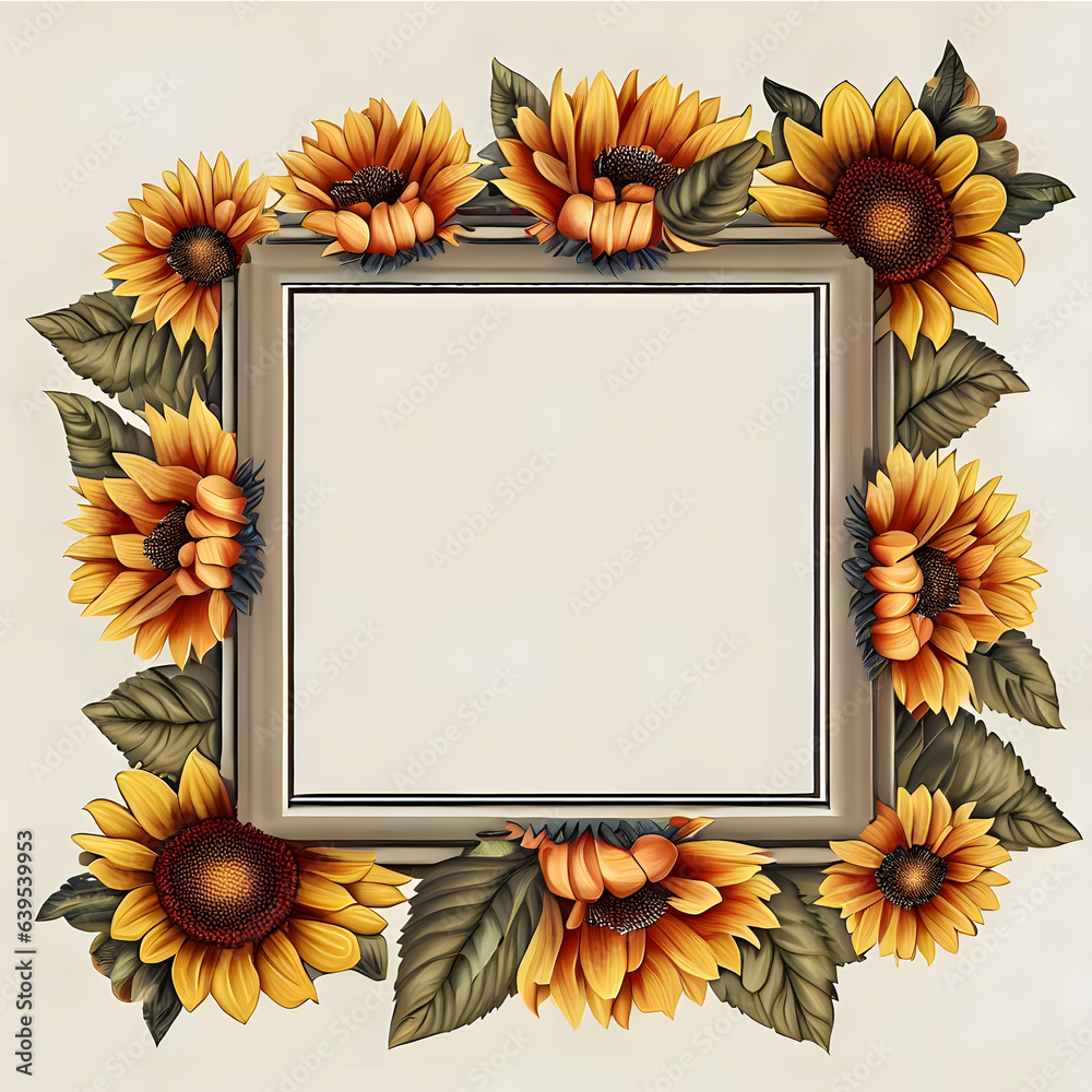 Floral border design with beautiful sunflower frame Stock Illustration ...