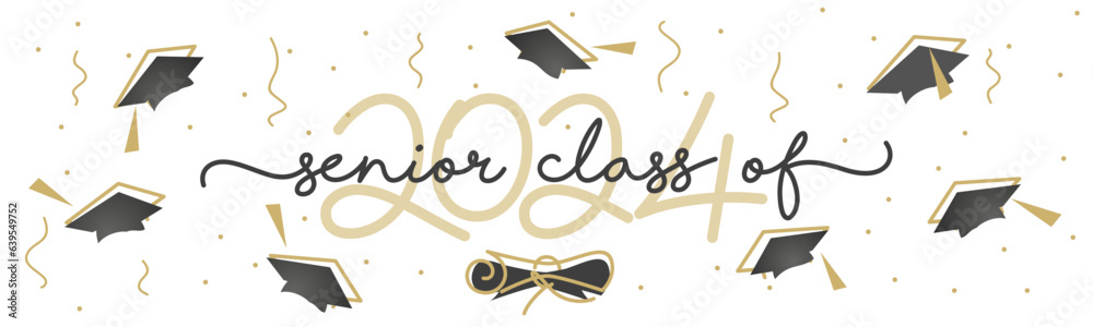 Senior Class of 2024 handwritten typography lettering text. Hand drawn ...