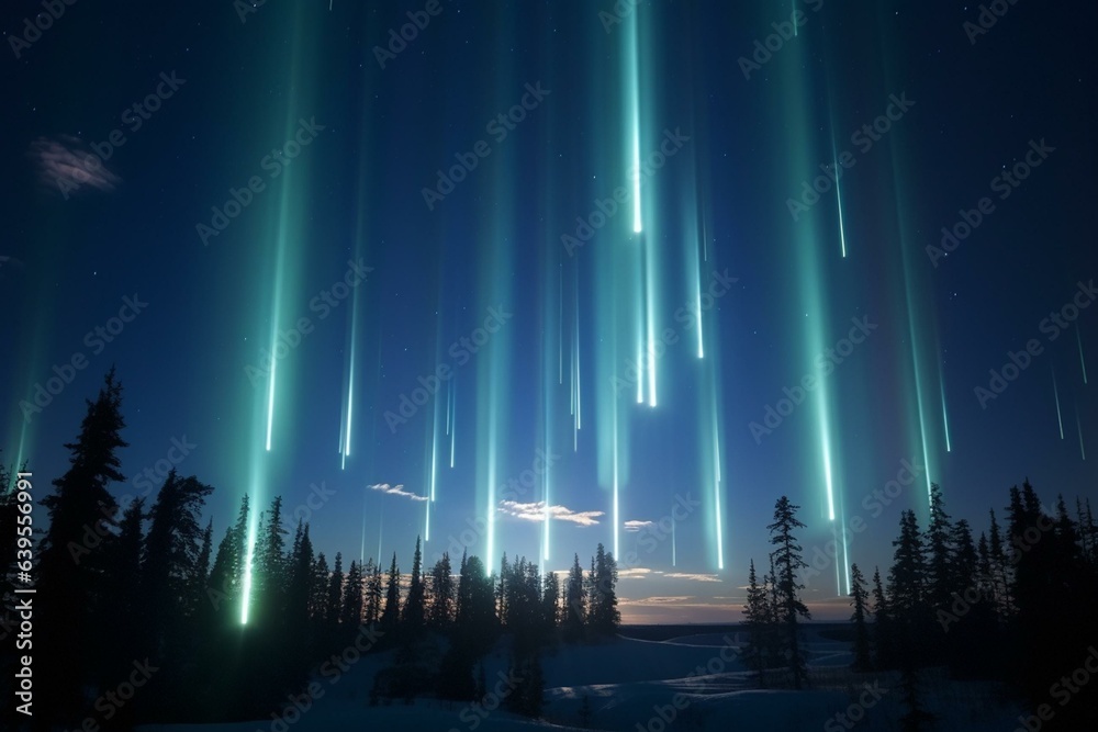 3D depiction of vertical light beams, called light pillars, found in ...