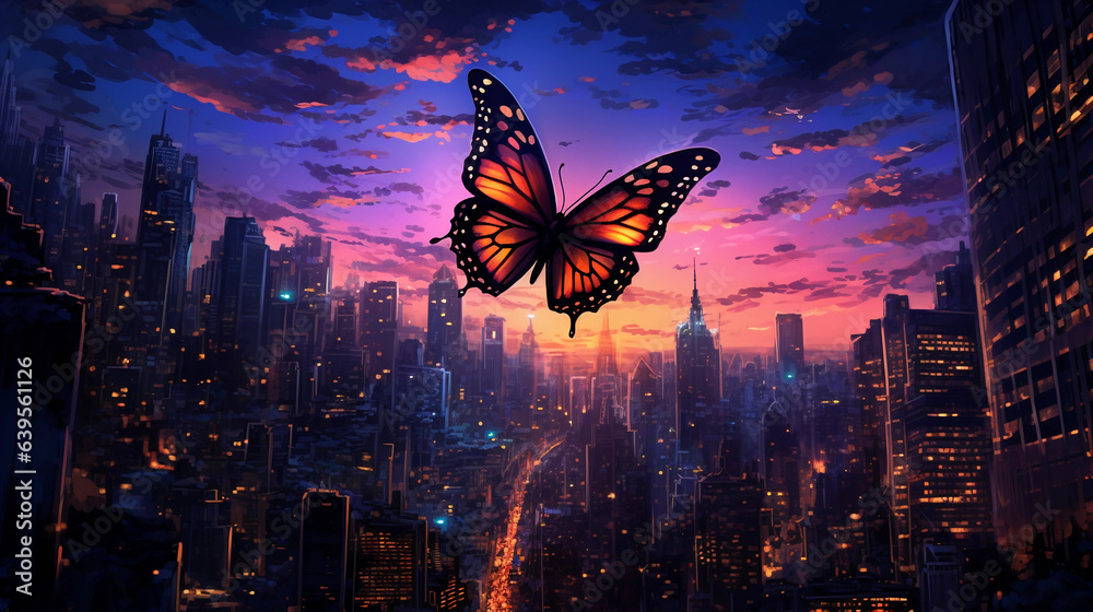Neo - noir styled digital painting of a dark cityscape with towering ...