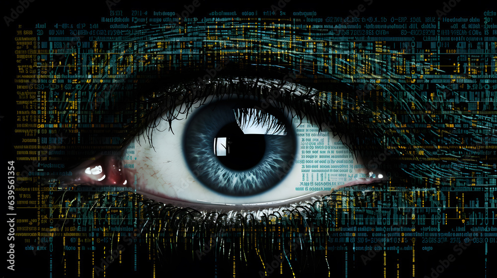 A visualization of data being encrypted and transformed into an ...