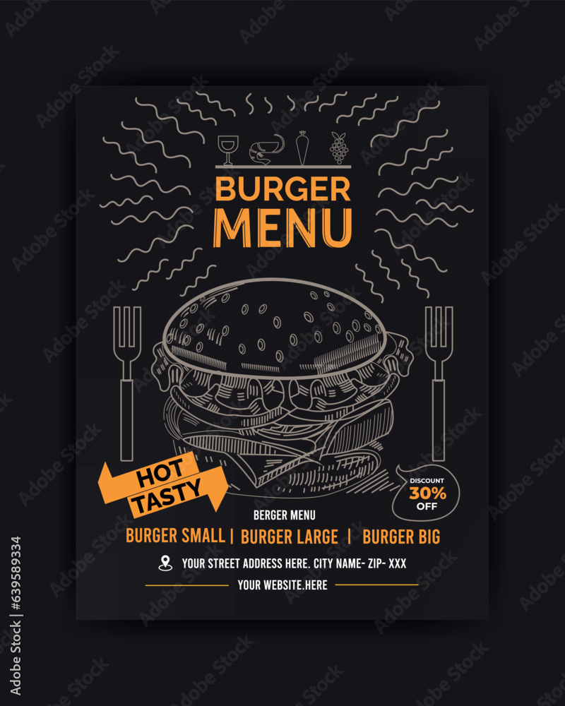 Burger Restaurant Menu Layout With Restaurant cafe menu template design ...