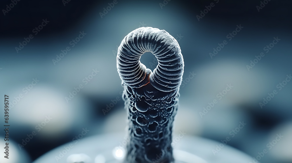 Magnified view of parasitic worms. Microscope in the laboratory. Ai ...
