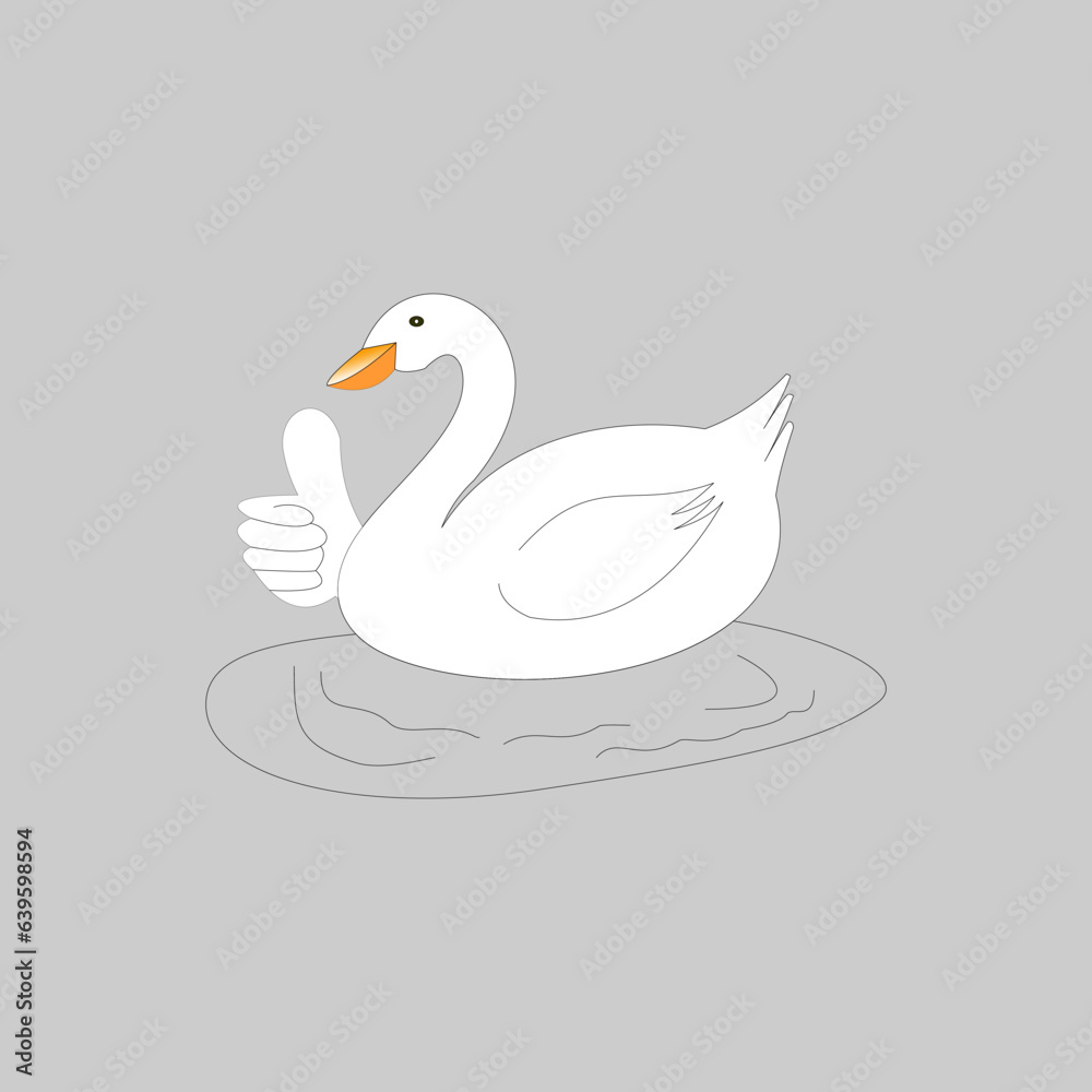 Vector illustration of a duck logo giving a thumbs up as a sign of good ...