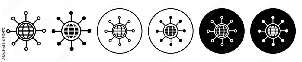 network icon set. global worldwide cyber connection vector symbol ...