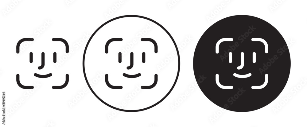 face id vector icon set. face recognition scan system symbol. facial ...
