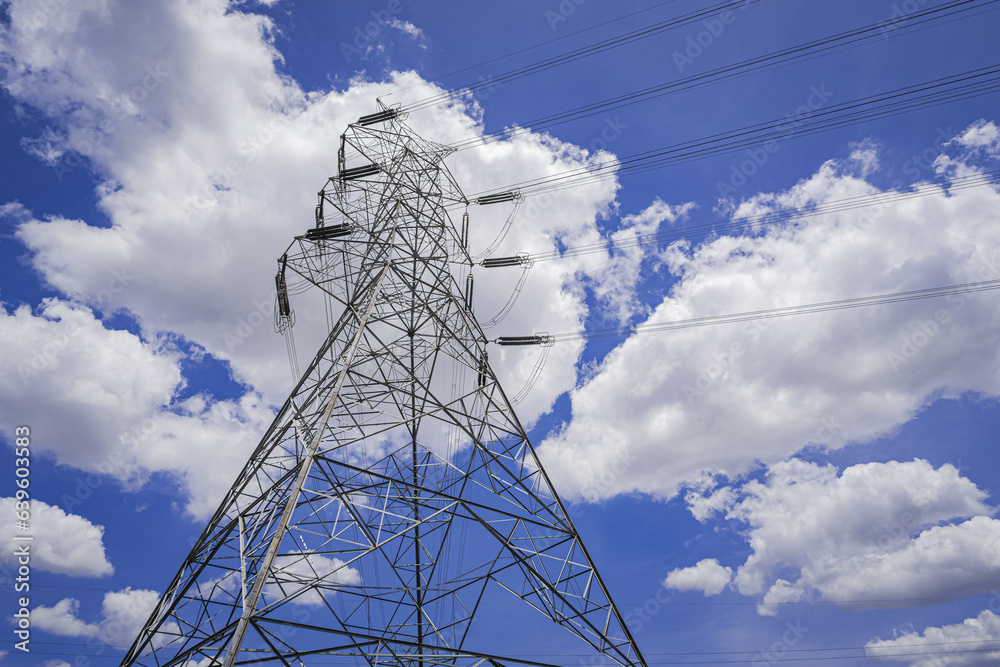 High voltage Electrical substation with steel frames, insulators and ...