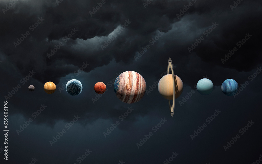 3D illustration of Solar system - all planets in high quality. 5K ...